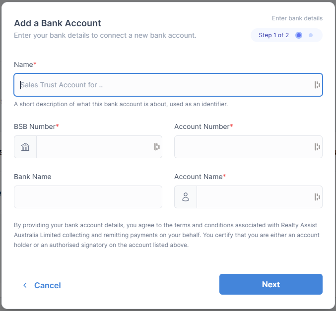 Setting up your Agency Banking Details – RealtyAssist Agency Support